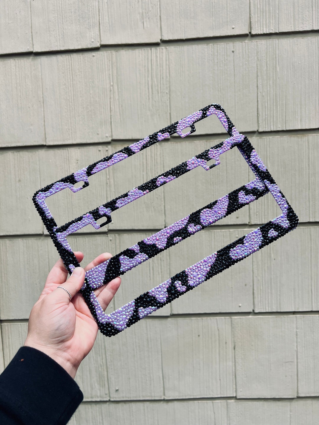 CHUNKY Lavender Cow Print License Plate Frame Bedazzled - Etsy