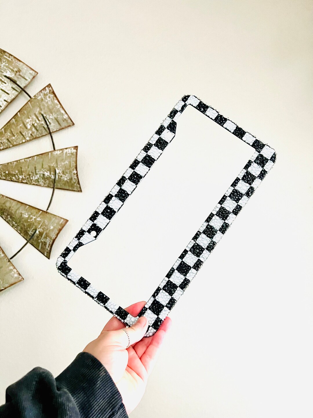 PUNCHY CHECKERED License Plate Frame Bedazzled Full Glass Bling - Etsy