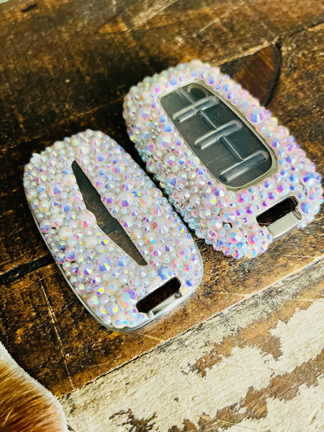 CHUNKY White AB Key Fob Cover Bedazzled Bling - Etsy