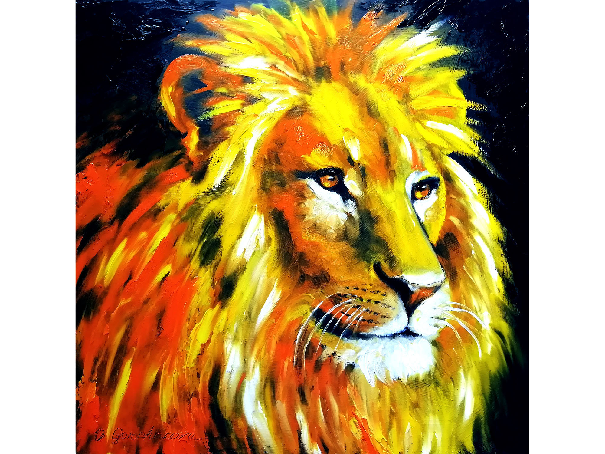 León pintura arte original arte animal arte impasto pintura al | Etsy