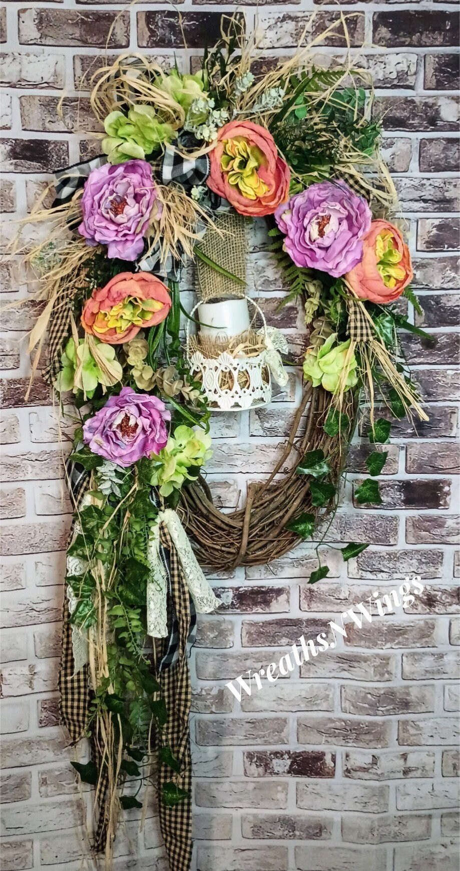 Summer Wreath, Farmhouse Front Door Wreath, Spring Wreath, Floral ...