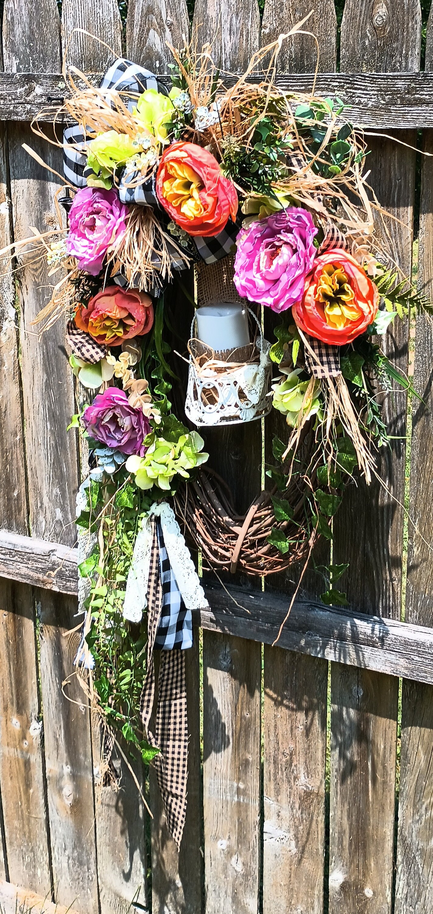 Summer Wreath, Farmhouse Front Door Wreath, Spring Wreath, Floral ...