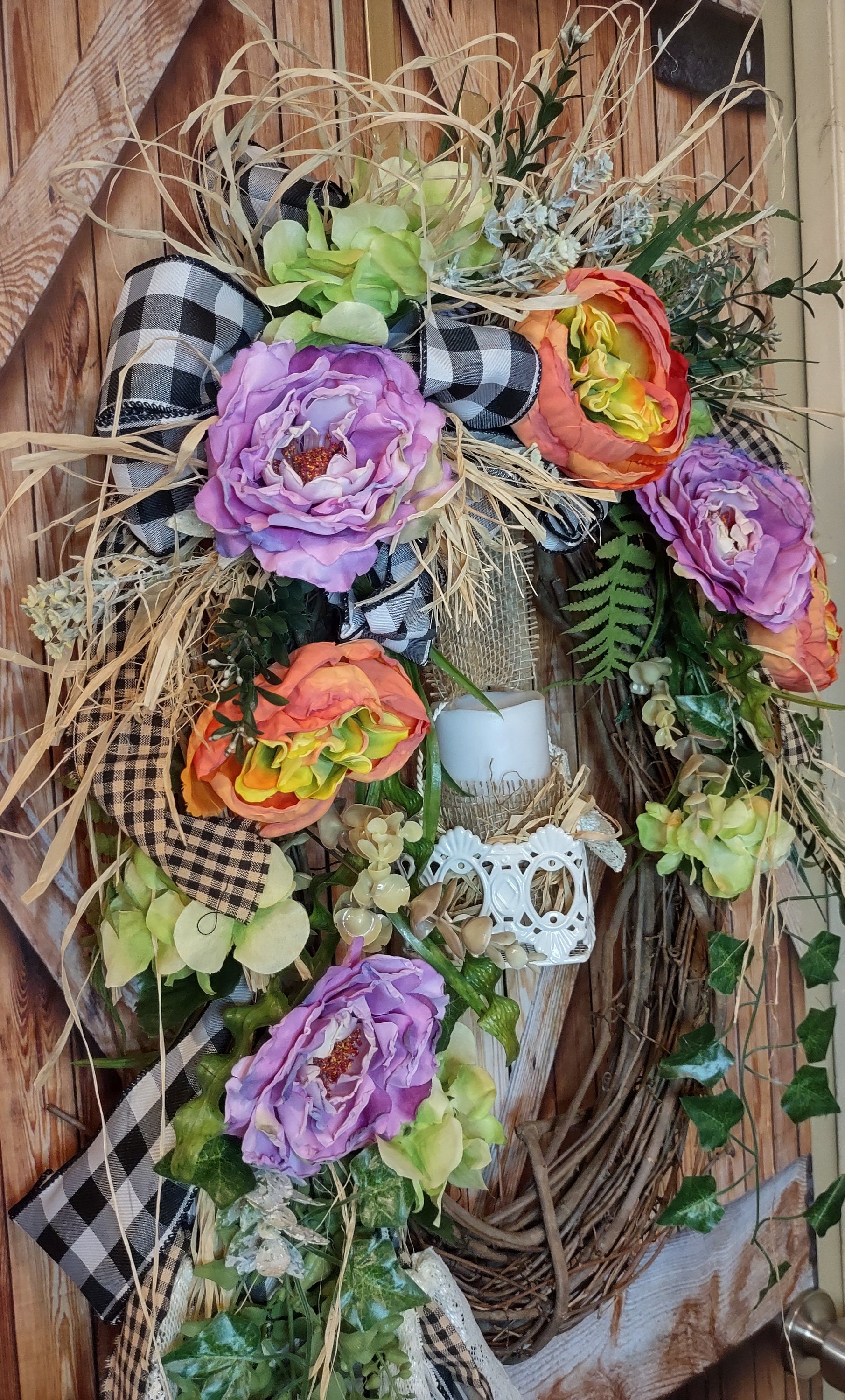 Summer Wreath, Farmhouse Front Door Wreath, Spring Wreath, Floral ...