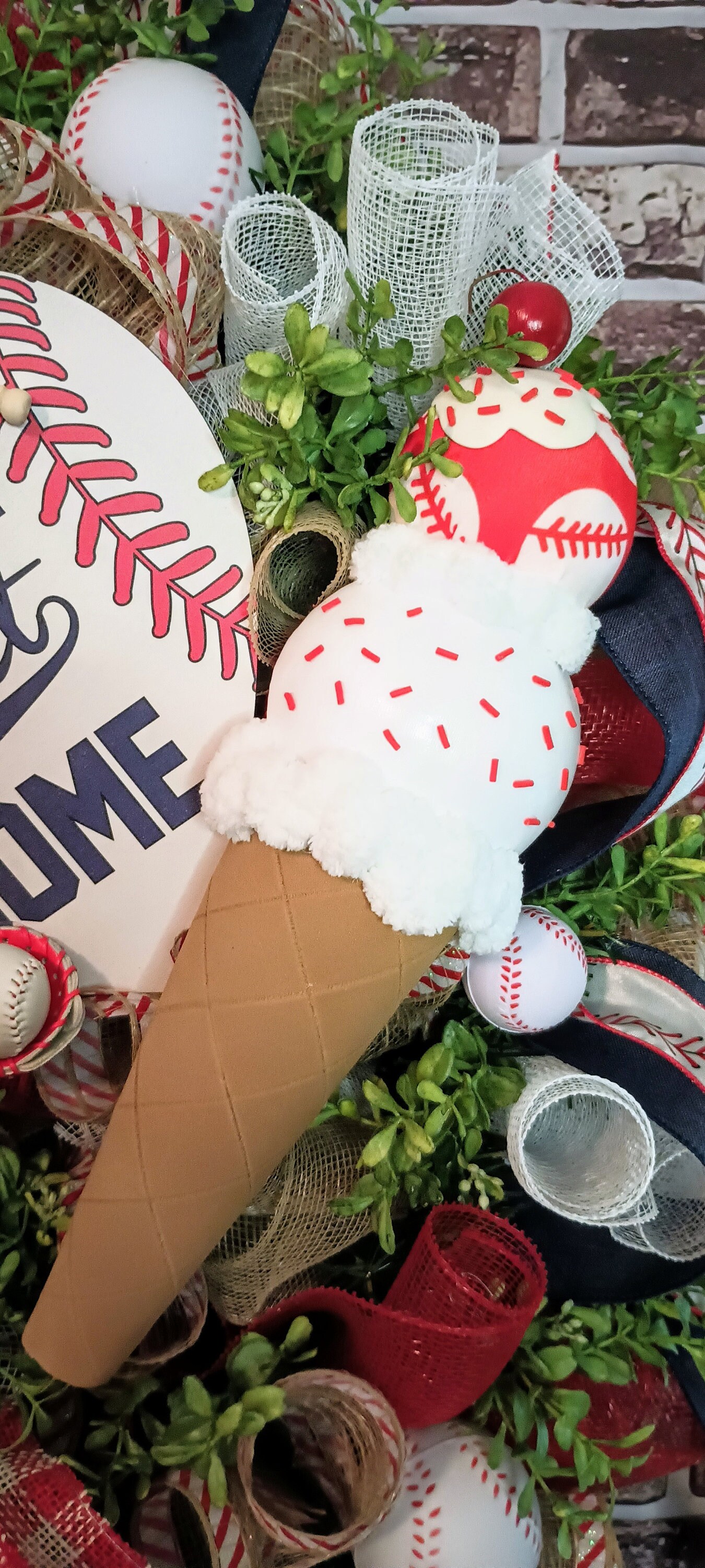 Baseball Wreath for Front Door, Home Sweet Home, Baseball Wreath ...