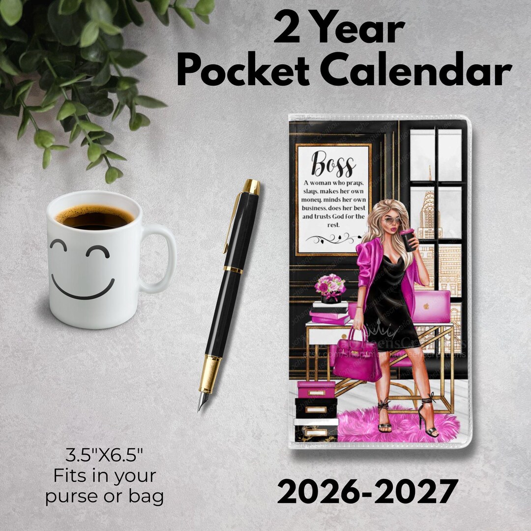 Lady Boss 2 Year Pocket Calendar 2026-2027 | Monthly Calendar | 2 Year ...