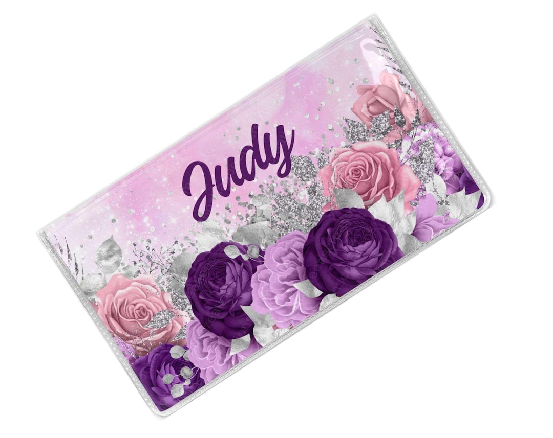 Checkbook Cover Purple Floral Personalized Checkbook Cover Checkbook ...