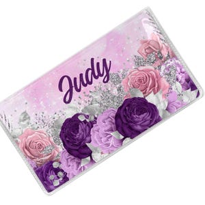 Checkbook Cover Purple Floral Personalized Checkbook Cover Checkbook ...