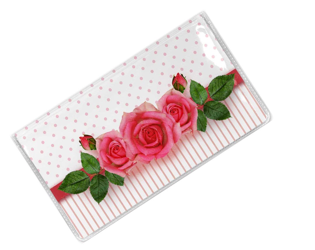 Checkbook Cover Pink White Floral Checkbook Cover Checkbook Cover for ...