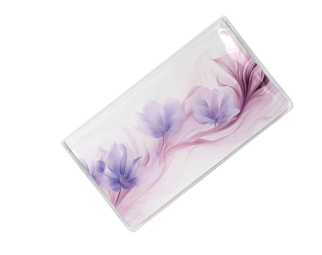 Checkbook Cover Pink Purple Floral Checkbook Cover Checkbook Cover for ...