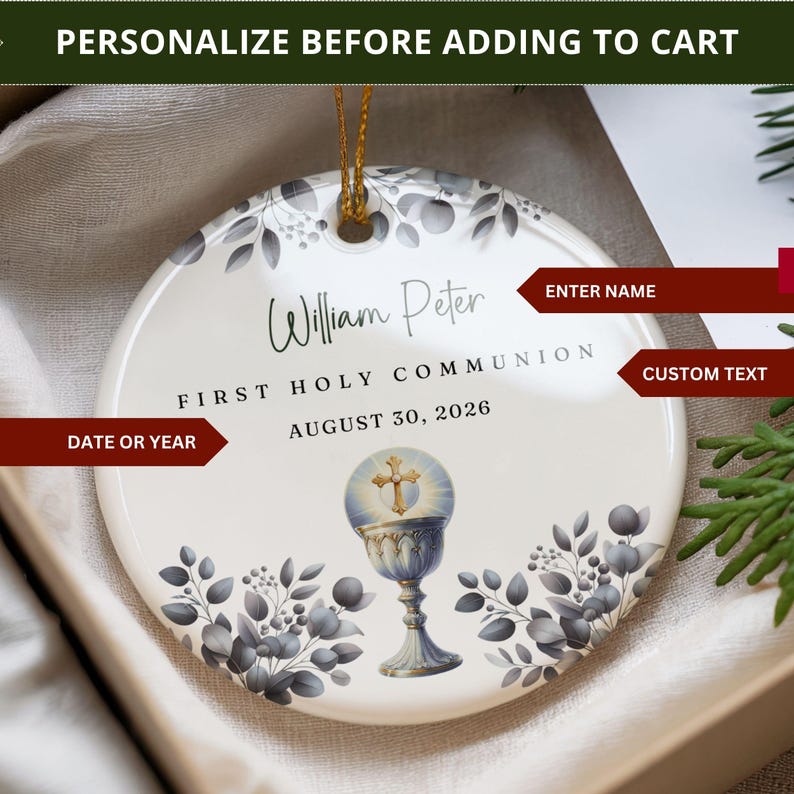 Boy First Holy Communion Gifts, Personalized Christian Faith Ornaments ...