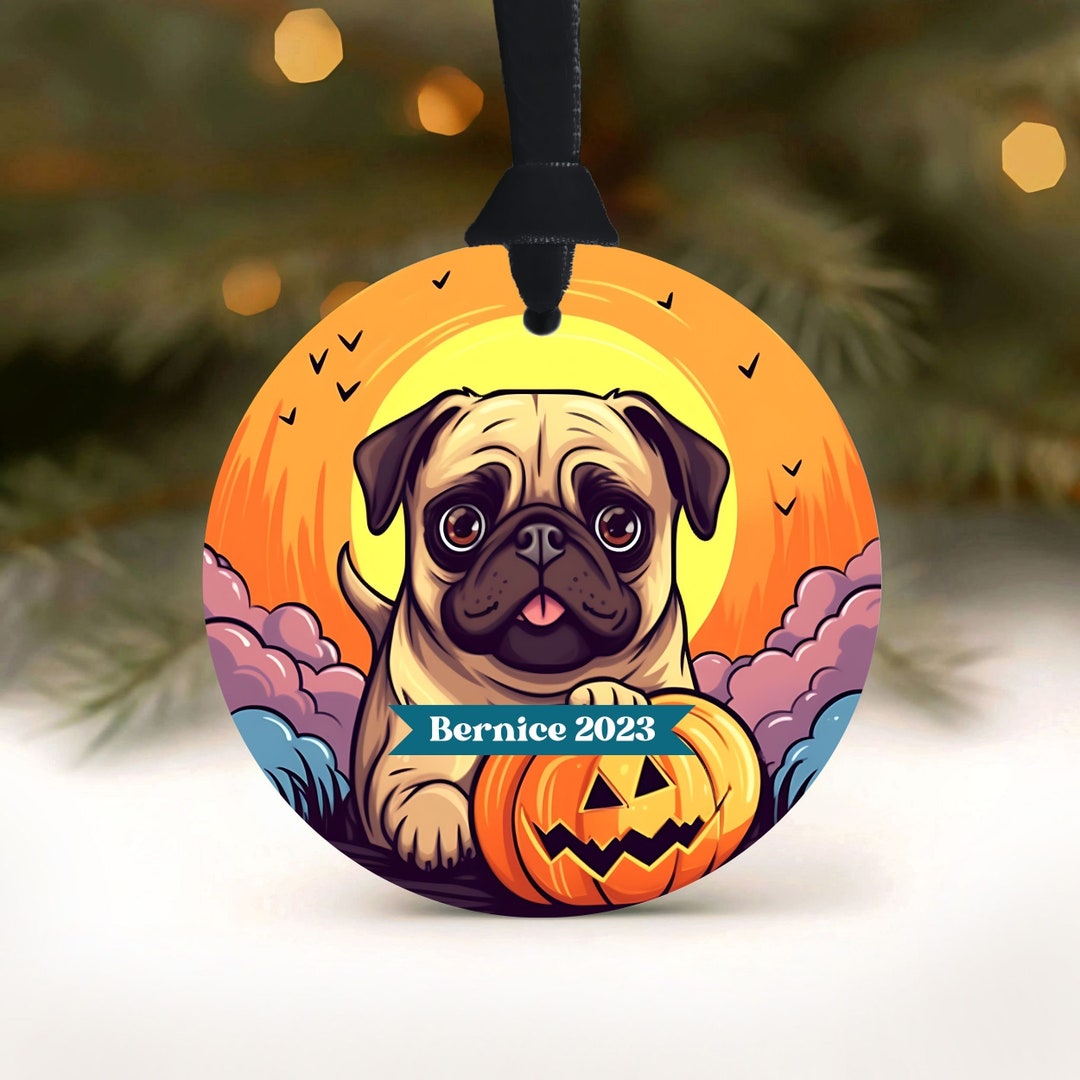 Pug Ornament Pug Pumpkin Pug Halloween Pugkin Pug Christmas Ornament ...