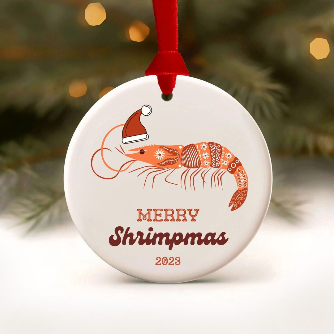 Shrimp Ornament Merry Shrimpmas Christmas Ornament Funny Crustacean ...