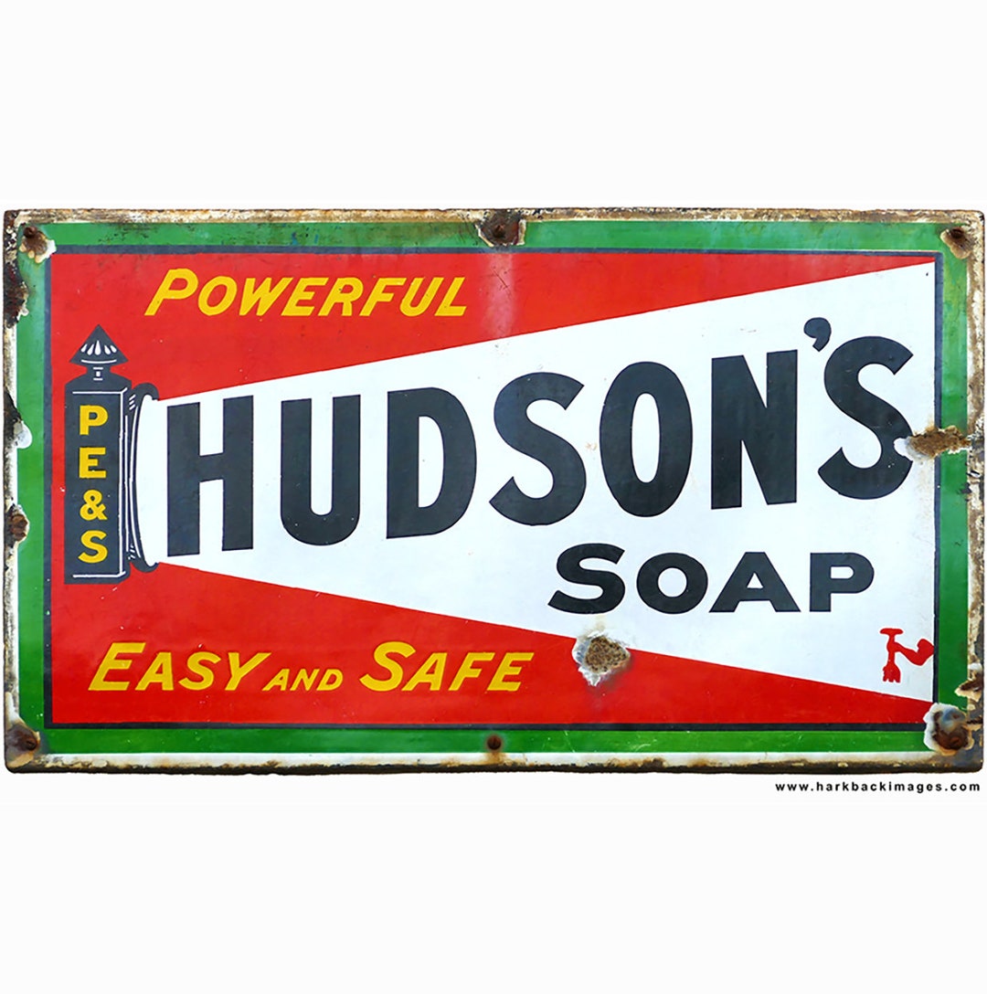 Old Hudson's Soap Enamel Sign. HD Digitally Enhanced Print - Etsy