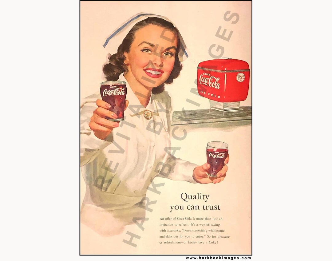 Early 1950s Soft Drink Advertising Poster (HD Digitally Enhanced Print ...