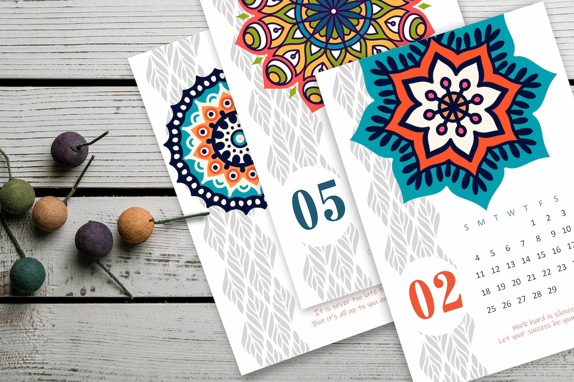 Mandala Calendar, 2024 Calendar, Digital Download, Printable Mandala ...