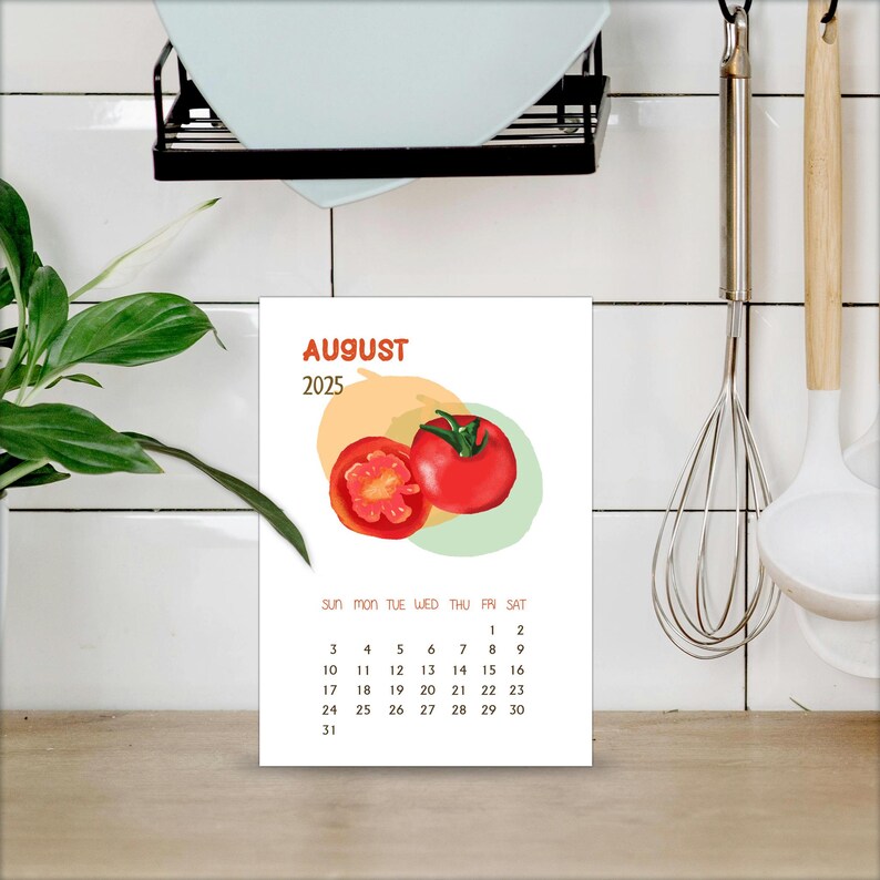 Hand-illustrated Vegetable Kitchen Calendar 2025 A6 Digital Download ...
