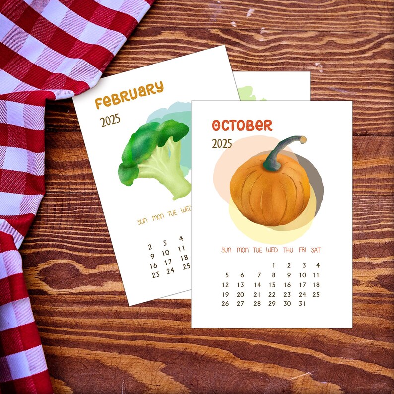 Hand-illustrated Vegetable Kitchen Calendar 2025 | A6 Digital Download ...