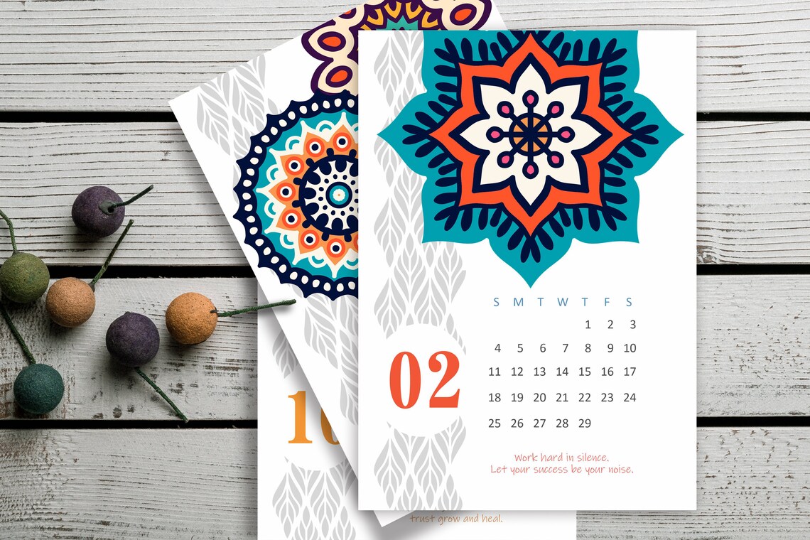 Mandala Calendar, 2024 Calendar, Digital Download, Printable Mandala ...
