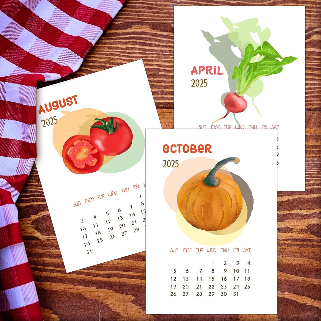 Hand-illustrated Vegetable Kitchen Calendar 2025 | A6 Digital Download ...