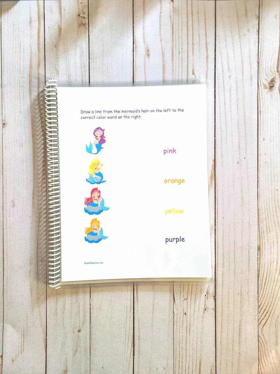 Personalized Mermaid Kindergarten Workbook, Dry Erase Workbook, Travel ...