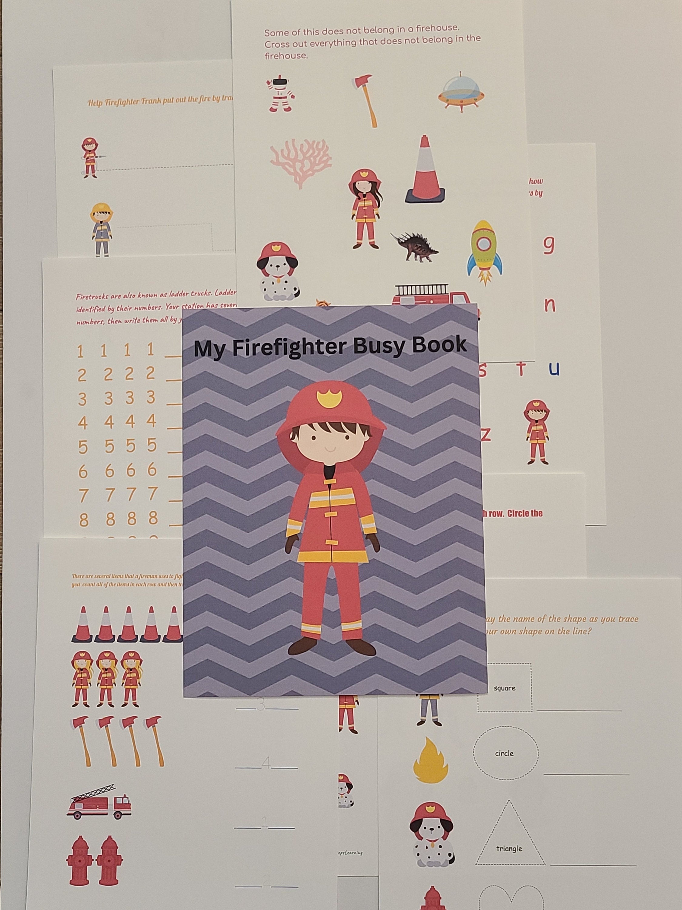 Firefighter Busy Book, Toddler Busy Book Printable, Montessori ...