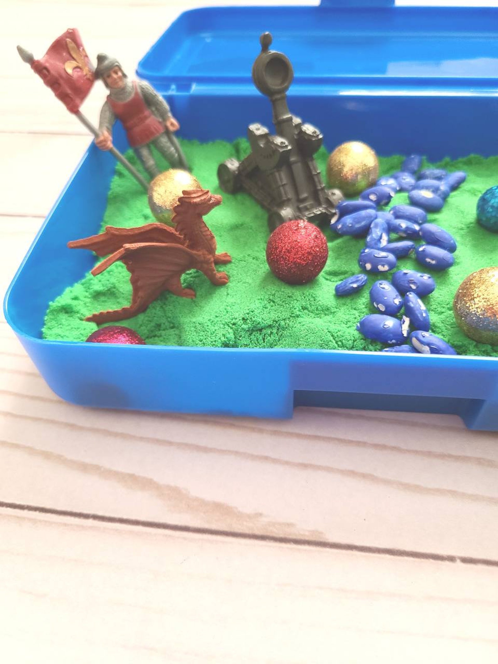 Knights and Dragons Kinetic Sand Sensory Bin for Children - Etsy UK