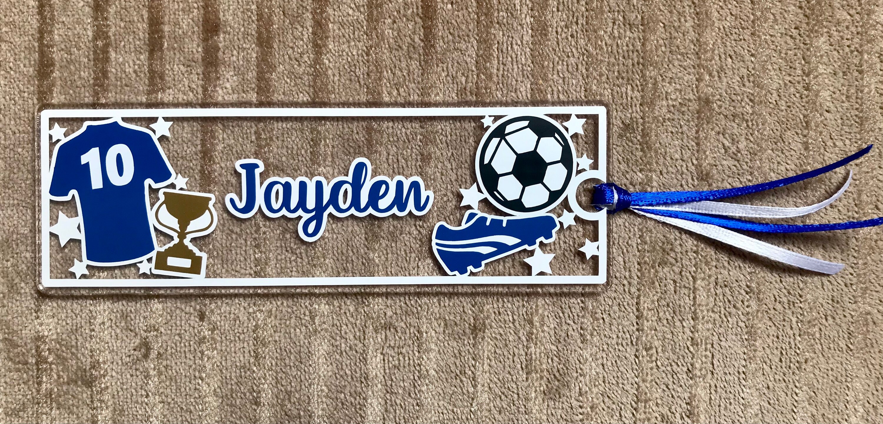 Personalised Football Bookmark. Acrylic. | Etsy