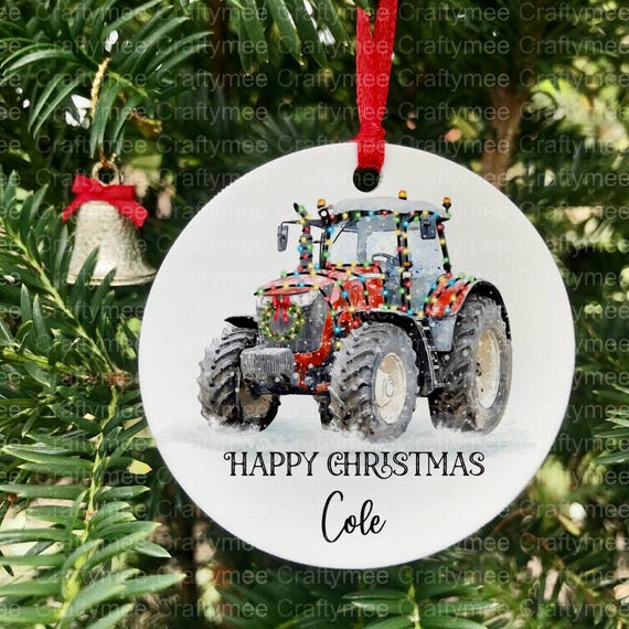 Christmas Scene Red Tractor