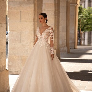 L Long Sleeve A-line Wedding Dress, Long Sleeves Wedding Dress , Lace ...