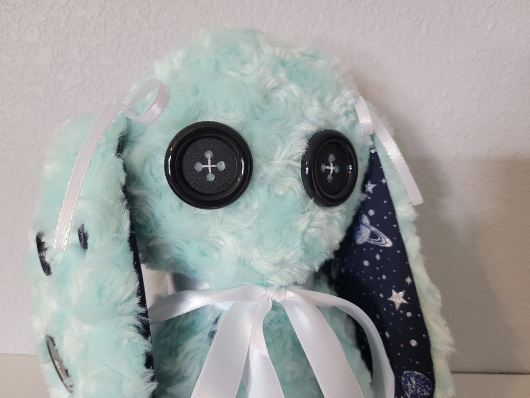 Button Bunnies Cute Aqua Blue and Galaxy Pattern Plush 1 - Etsy
