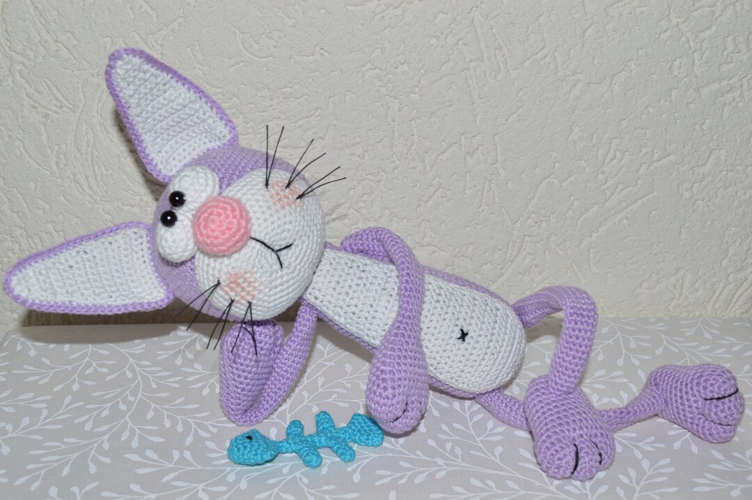 Cat With Fish Bones Amigurumi Crochet Pattern - Etsy