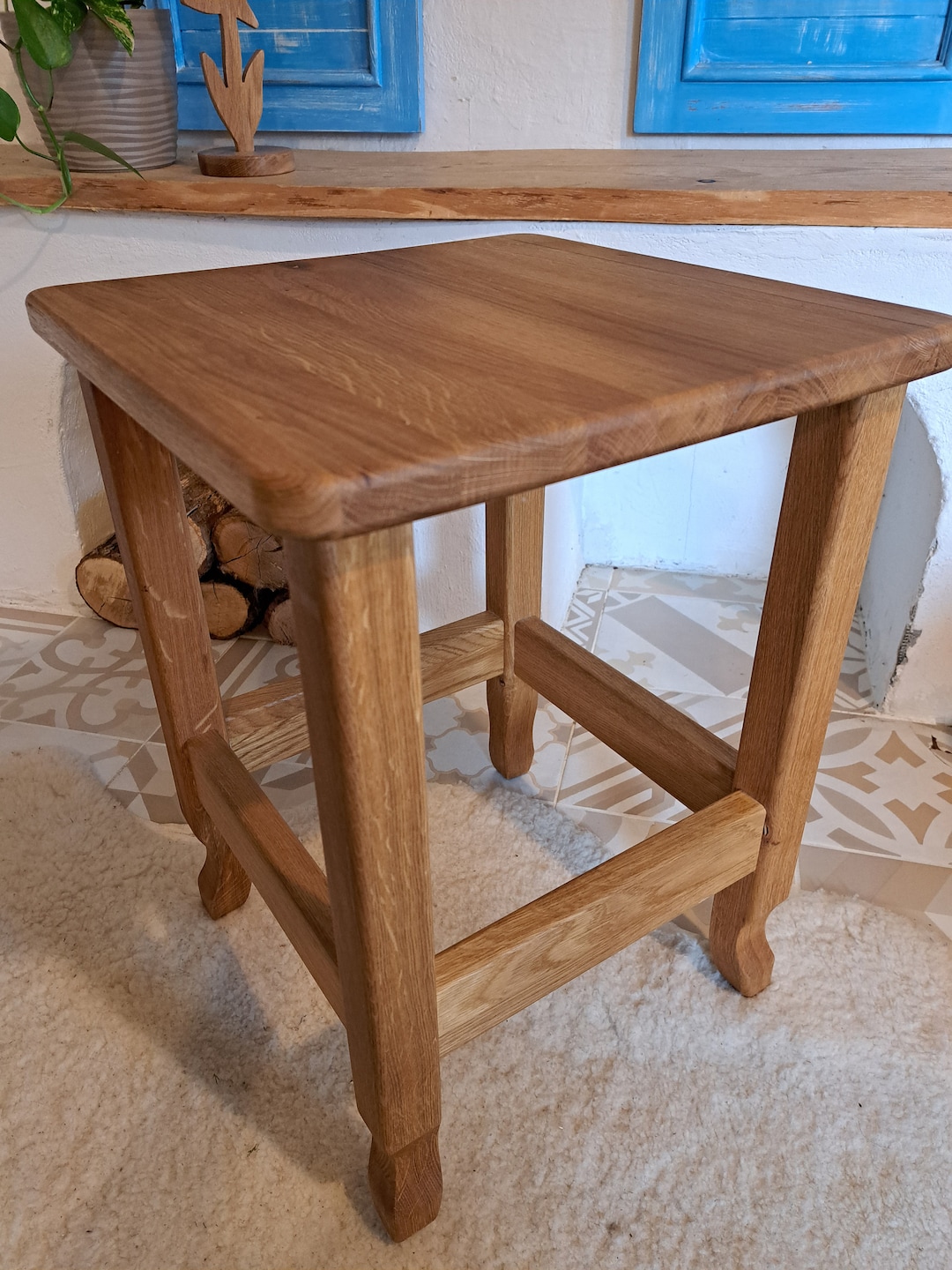 Oak Wooden Stool - Etsy