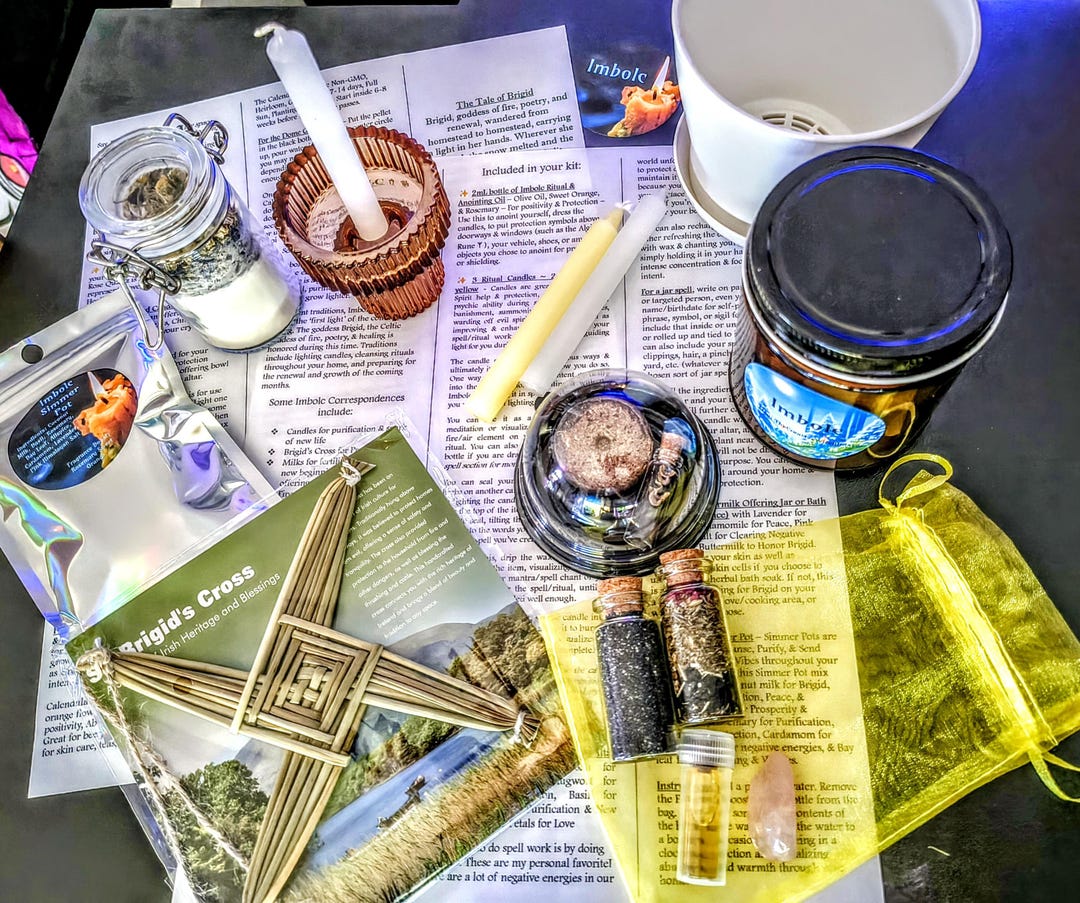 Imbolc Altar Kit, Brigid's Blessings, Ritual Oil, Herbs, Milk Offering ...