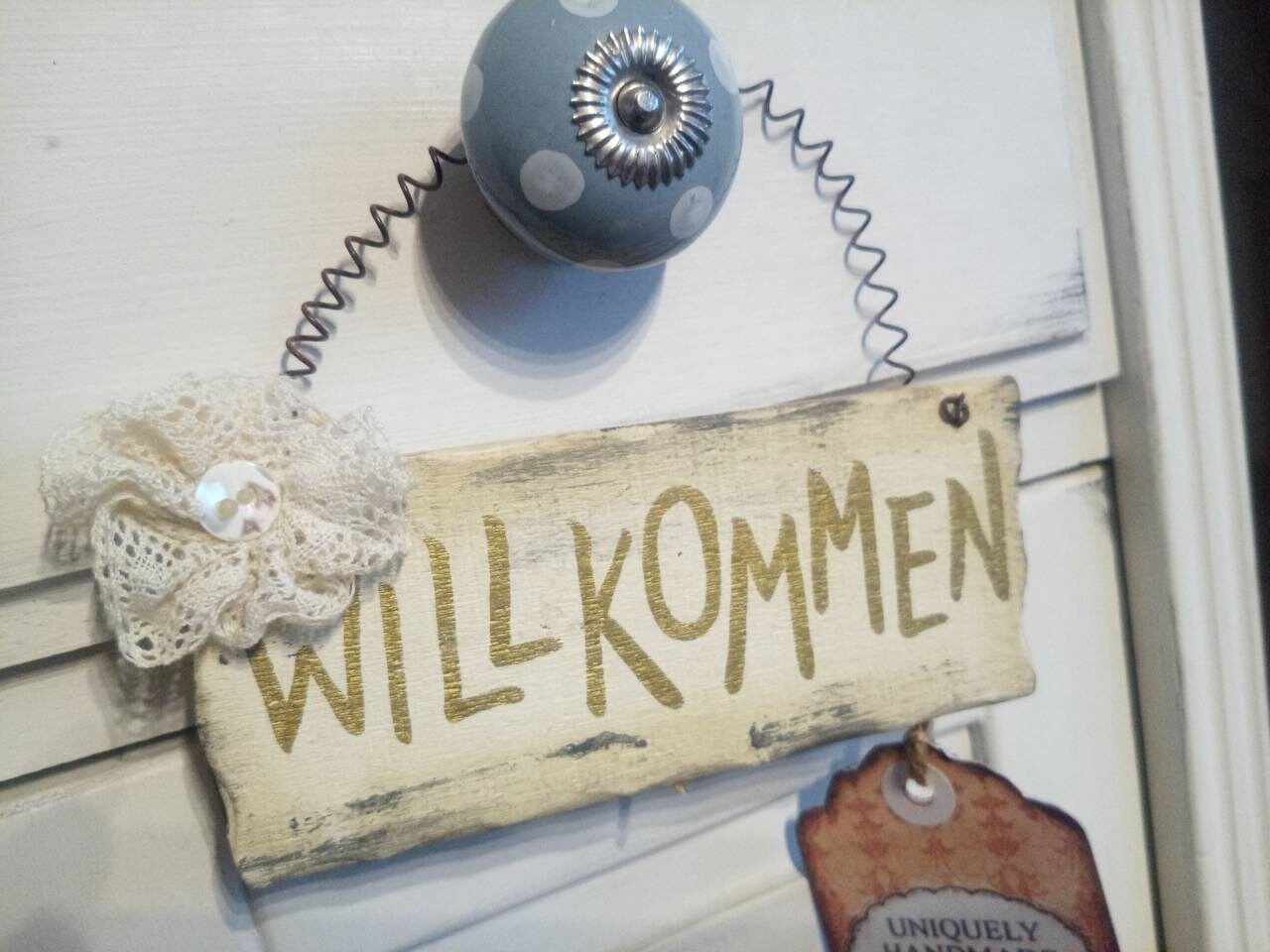 Nostálgico letrero de bienvenida hecho a mano azúcar dulce y decorativo ...