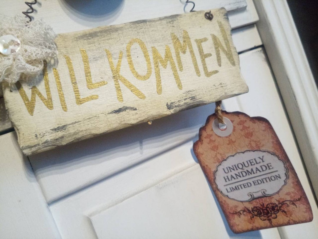 Nostálgico letrero de bienvenida hecho a mano azúcar dulce y decorativo ...