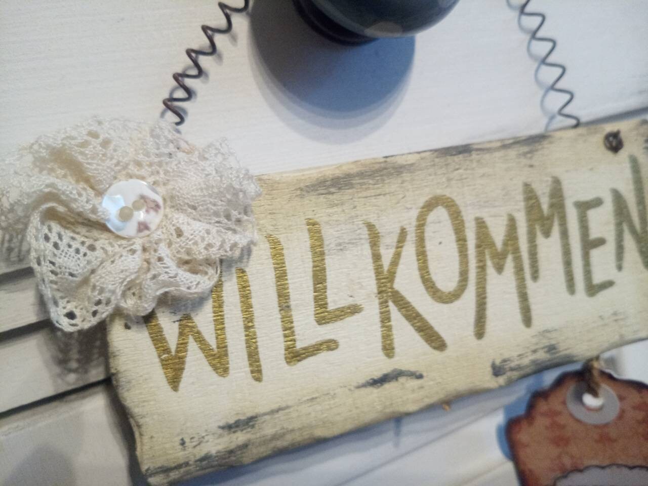 Nostálgico letrero de bienvenida hecho a mano azúcar dulce y decorativo ...