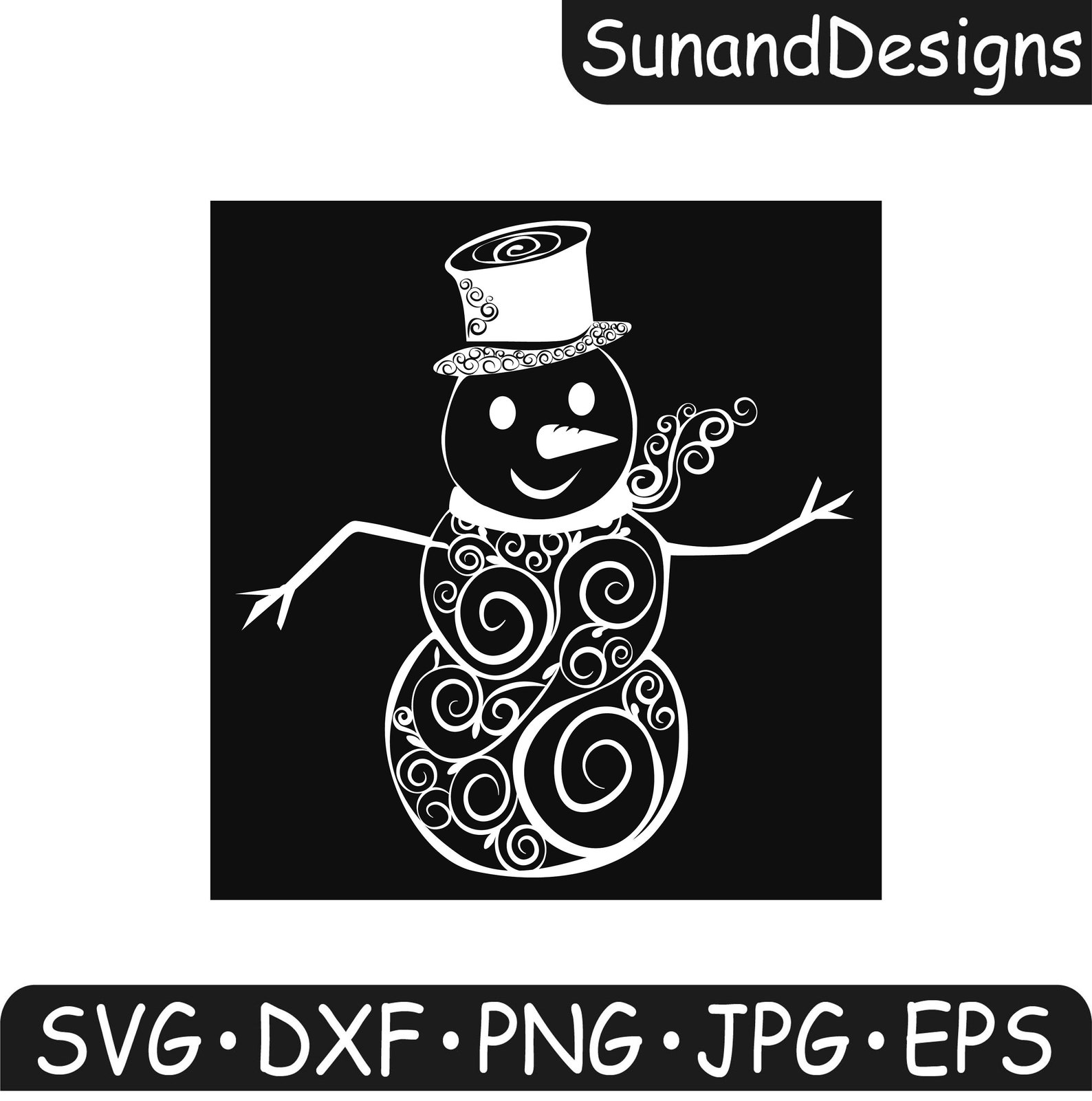 Swirly Snowman Instant Download Pattern for Cutting | Etsy