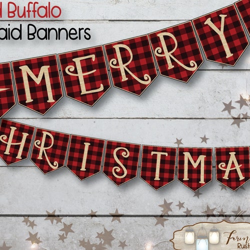 Merry Christmas Banner Red Buffalo Plaid Alphabet Banner - Etsy