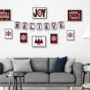 Red Buffalo Plaid Farmhouse Christmas Wall Art Set, Christmas ...