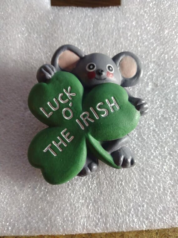 1980s S. Lehman Luck O' the Irish mouse shamrock bro… - Gem