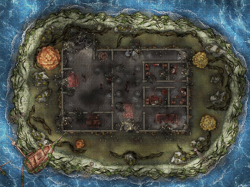 Sieged Base Battle Map, Dnd Battle Map, D&D, Battlemap, Dungeons and ...