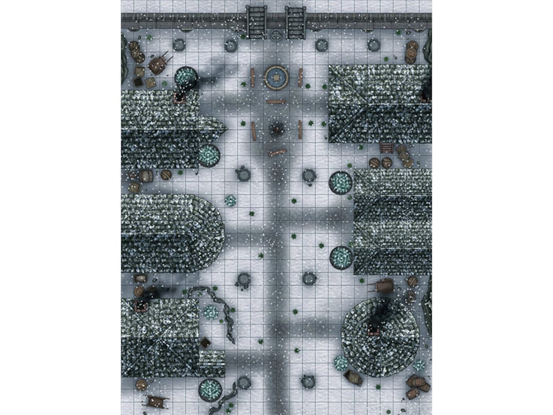 Winter Village Battle Map, Dnd Battle Map, D&D, Battlemap, Dungeons and ...