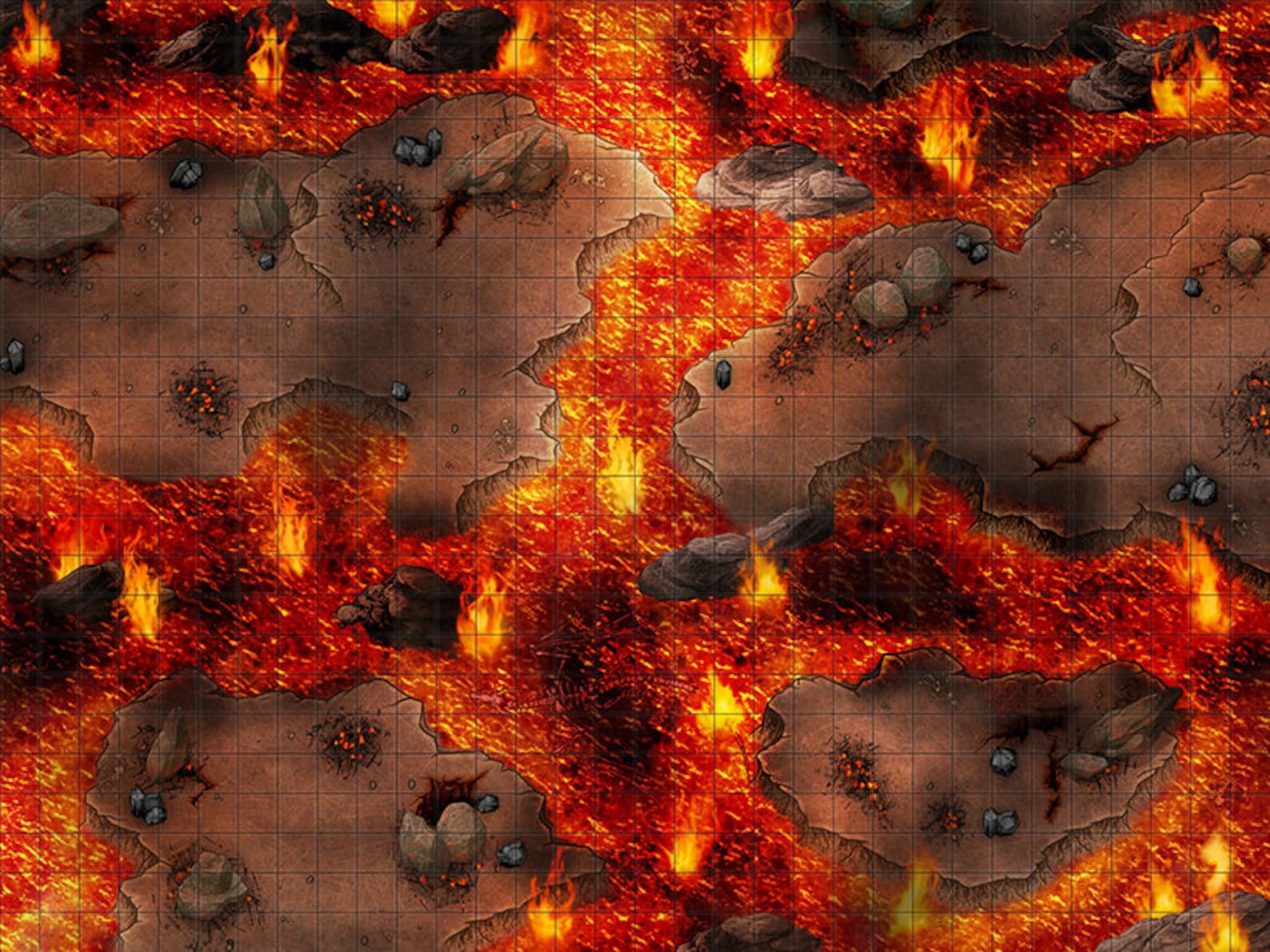 Lava Steppes Battle Map, Dnd Battle Map, D&D, Battlemap, Dungeons and ...