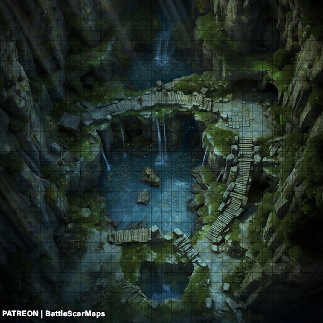 Hidden Falls Night Battle Map, Dnd Battle Map, D&D, Battlemap, Dungeons ...