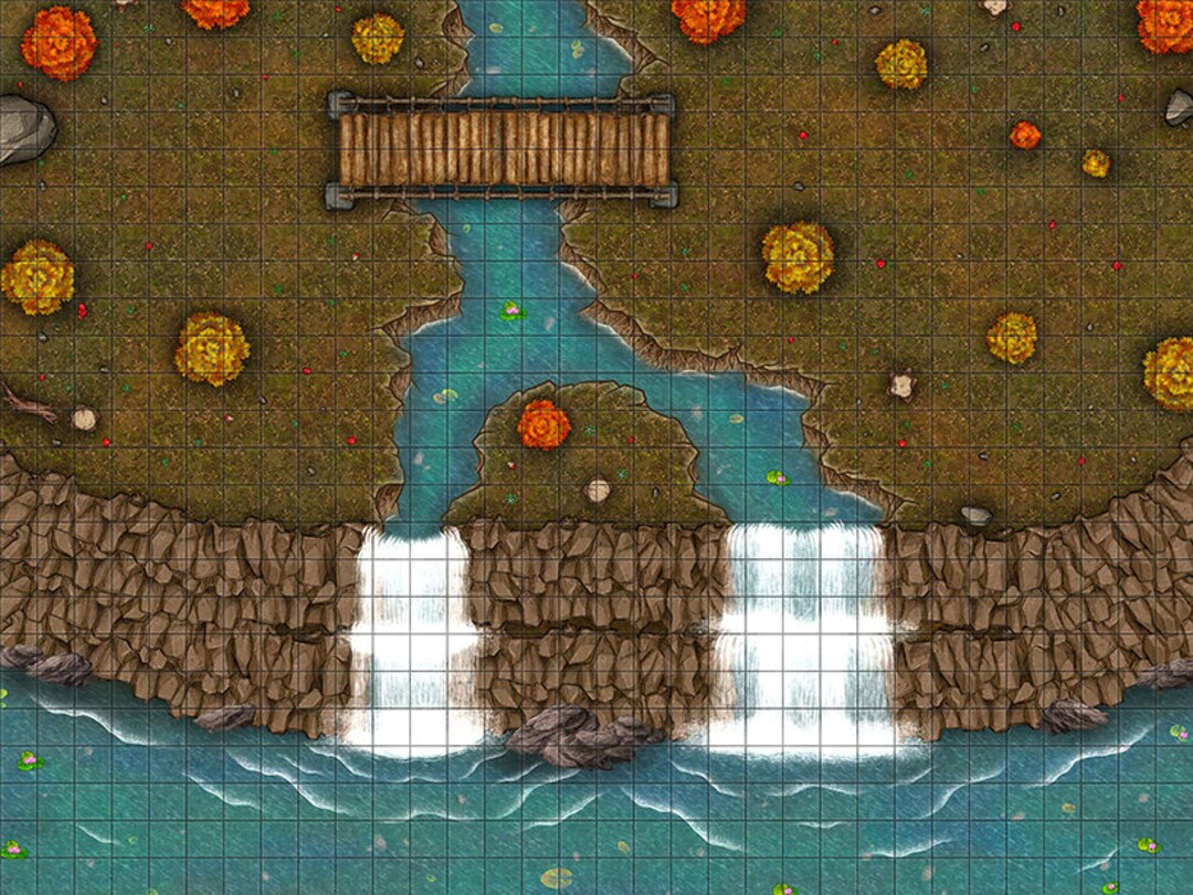 Autumn Waterfall Battle Map, Dnd Battle Map, D&D, Battlemap, Dungeons ...