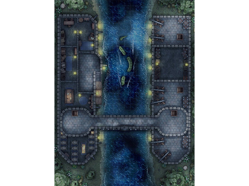 River Garrison Battle Map, Dnd Battle Map, D&D, Battlemap, Dungeons and ...