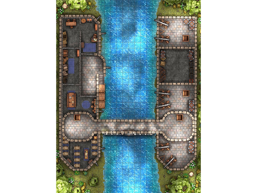 River Garrison Battle Map, Dnd Battle Map, D&D, Battlemap, Dungeons and ...