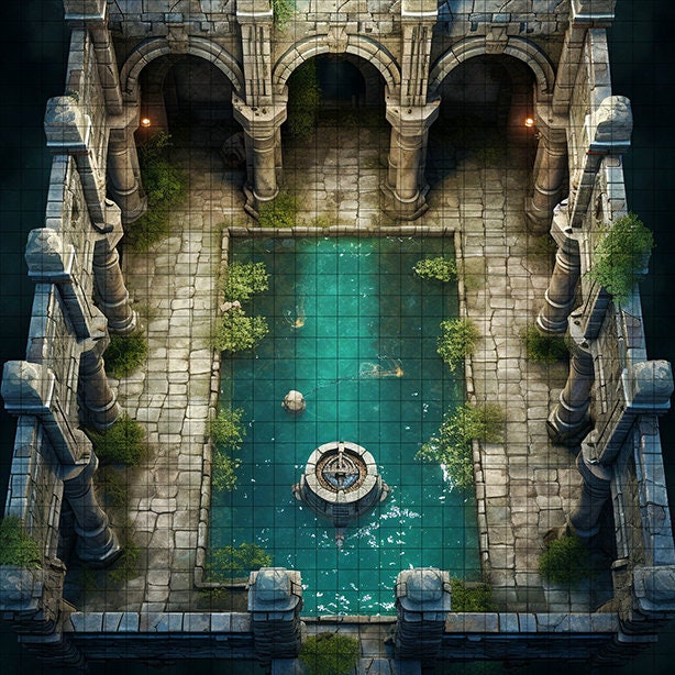 Aged Bath House Battle Map, Dnd Battle Map, D&D, Battlemap, Dungeons ...