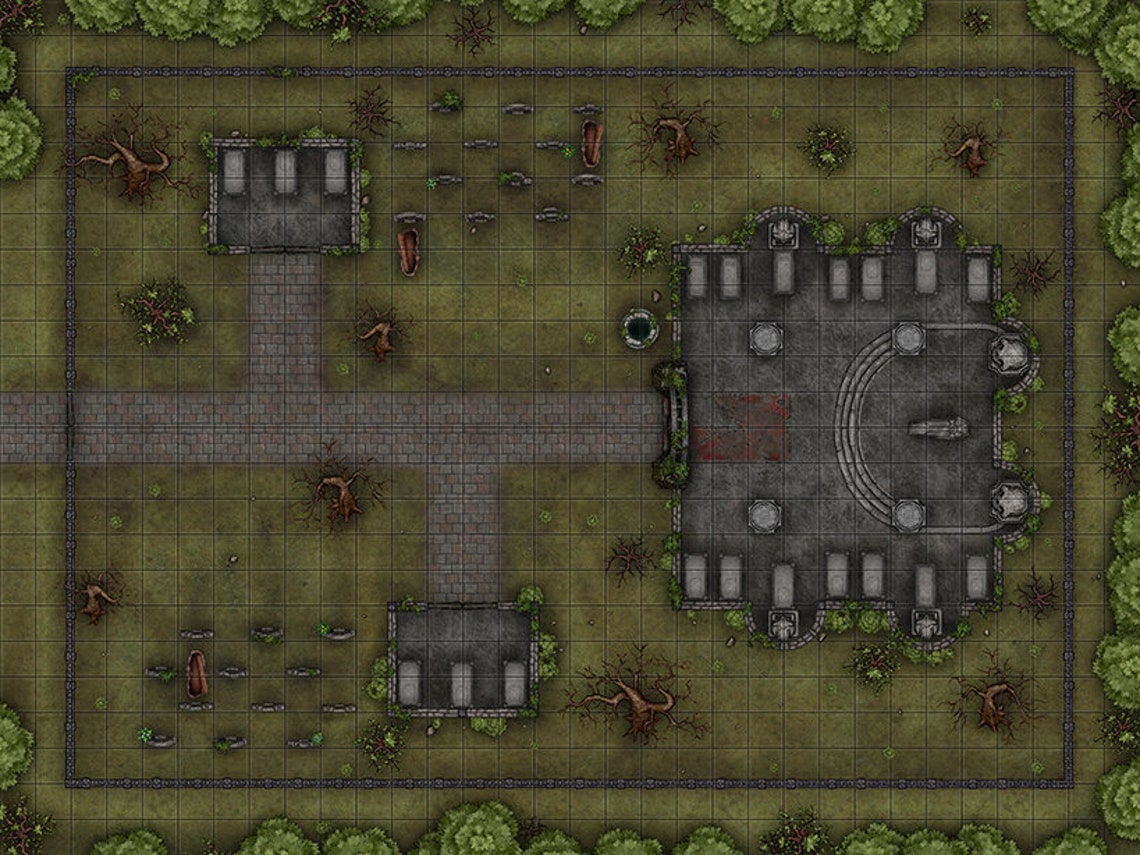Old Cemetery Battle Map, Dnd Battle Map, D&D, Battlemap, Dungeons and ...