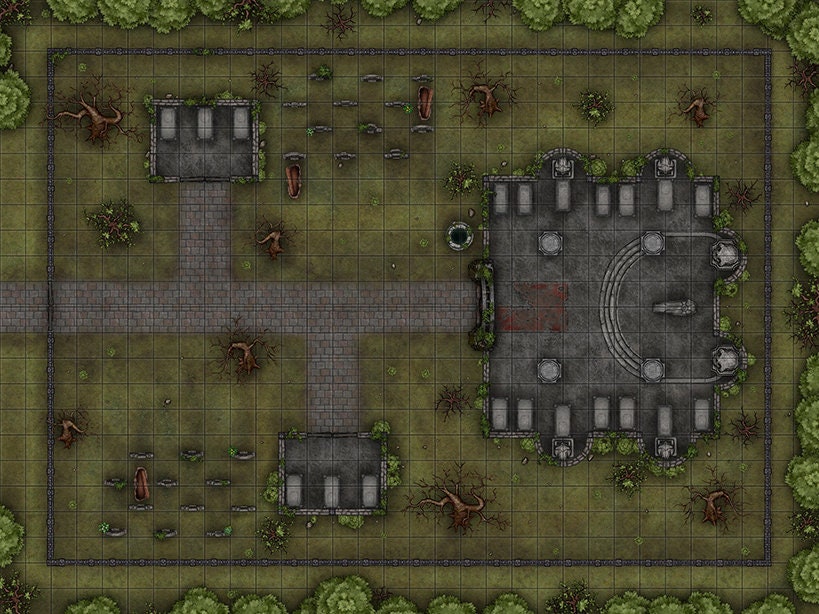 Old Cemetery Battle Map, Dnd Battle Map, D&D, Battlemap, Dungeons and ...